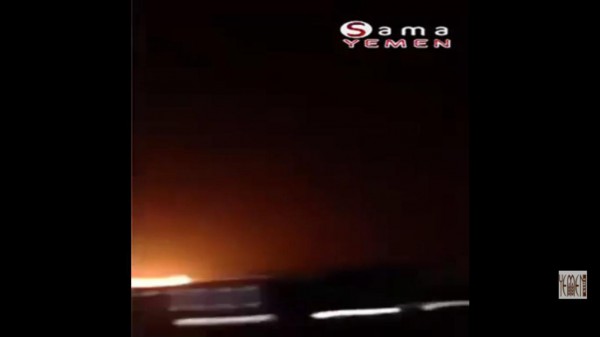 عاصفة الحزم لحظة سقوط صاروخ على كلية الطيران